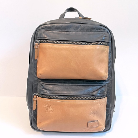Tumi | Bags | Tumi Leather Backpack Tropical Flower Emboss Tan And ...